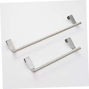 OSALADI Wall Towel Holder Over Door Towel Bar Metal Cabinets Silver Over The Door Towel Bar Kitchen Dish Rack Stainless Steel Towel Hanger Organizer Cupboard Tower Hanger Stainless Steel