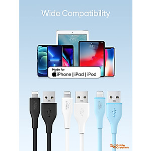 CableCreation Phone Charging Cord 6FT/1.8m, USB to Lightning Cable, USB Liquid Silicone Cord [MFi Certified] for iPhone 14/14 Pro/13/13 Pro/ 12 Pro Max/ 12/11 /X/XS/XR/ 8 Plus/AirPods Pro, Blue