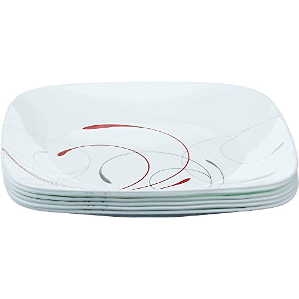 Corelle Vitrelle 6-Piece Salad Plate Set, Triple Layer Glass and Chip Resistant, Lightweight Square 10-1/4-Inch Plates Set, Splendor