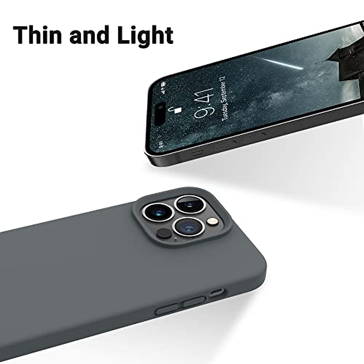 OTOFLY Designed for iPhone 14 Pro Case, Silicone Shockproof Slim Thin Phone Case for iPhone 14 Pro 6.1 inch (Space Gray)