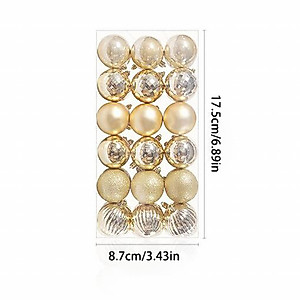 QAZIUY 36 PCS Christmas Balls Ornaments Set Shatterproof Christmas Tree Decorations Xmas Christmas Tree Shatterproof Christmas Tree Hanging Ball for Christmas, Holiday, Wreath & Party Decorations