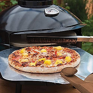 Pizza Oven Brush, Barbecue Grill Brush and Scraper, Extended Large Wooden Handle, Portable Pizza Oven Accessories BBQ Grill Long Handle Stone Cleaner