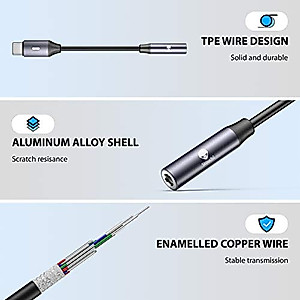 Stouchi USB C to 3.5mm Dongle Adapter, USB C to 3.5mm Headphone Jack Hi-Fi DAC Compatible with Pixel 7/6a/6/5, iPad Mini 6, Samsung Galaxy S22/S21/S20 Plus Ultra, Note 20/10- Grey
