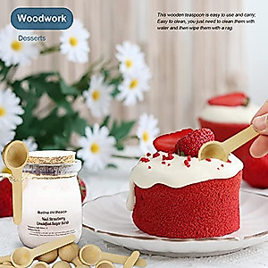 BILLIOTEAM 60 PCS Mini 3 Inch Small Wooden Spoons,Tiny Small Natural Wooden Bath Salt Scoop Tasting Spoon for Salt Seasoning Condiment Spice Sugar Coffee Honey