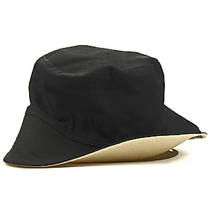 MUNULA Extra Large Bucket Hats XXL Hats for Men Big Head Oversized Cotton Reversible Unisex Fishing Hat 23.6"-25.6" Outdoor (Black/Khaki)