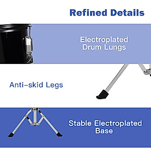 COSTWAY Kids Drum Set, 16” Junior Drum Kit with Bass/Snare/Toms/Floor Drum, Hi-Hat, Cymbal, Pedal, Seat, Drumsticks, 3 PCS Children’s Beginner Drum Instrument for Age 3-12 (Black)