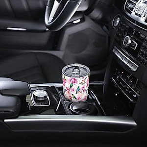 Yaxongx 20oz Tumbler Roses Hummingbird Double Wall Vacuum Insulated Coffee Mug with Lid and Metal Straw Brush Reusable Stainless Steel Water Bottle Travel Cup Gifts for Car Ice Drinks Hot Beverage