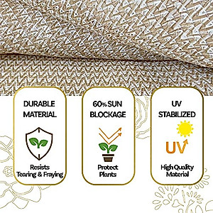 Alion Home HDPE 60% Sun Block Garden Netting Mesh for Plants Protecting - Beige (2, 10' x 6')