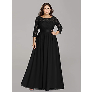 Ever-Pretty Women's Lace Sleeves Wedding Guest Dress Long Evening Bridesmaid Dress Black US24