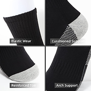 BUDERMMY Men's Cotton Moisture Wicking Heavy Cushion Crew Work Socks,6-12, 6Pairs (US, Numeric, 6, 9, Regular, Tall, black 2)