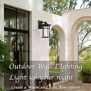 Casia Outdoor Wall Lights, Outdoor Wall Sconces, Exterior Wall Lantern, Outdoor Wall Lighting Fixture, Outdoor Wall Mounted Lights Patio, Porch, Garden,Balcony (Black, 14.17" H)