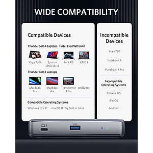 Anker PowerExpand 5-in-1 Thunderbolt 4 Mini Dock, Max 85W Charging for Laptop, Max 15W Charging for Phone, Single 8K@30Hz or Dual 4K@60Hz Display, USB 3.1 Gen 2 Port, for MacBook Pro/Air, and More