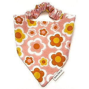 Shark Dog Co | Flower Power Flannel | Slip-on, Scrunchie Dog Bandana | No Tying or Collar Necessary | Machine Washable (L)