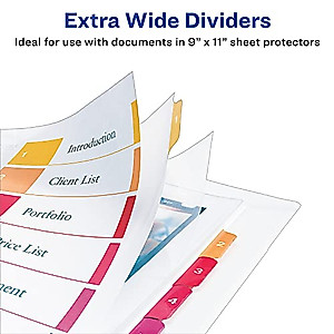 Avery Extra-Wide 26 Tab Dividers for 3 Ring Binders, Customizable Table of Contents, Multicolor Tabs, 1 Set (11166)