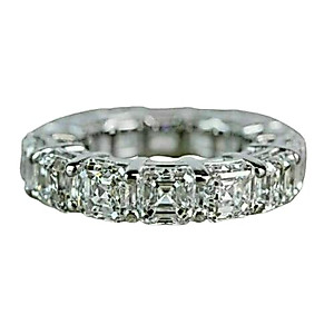 Sid Gems 4Ct Asscher Moissanite Womens Eternity Wedding Ring Band 14K White Gold Over (7)