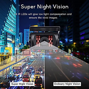 RV Backup Camera System, 7 inch 1080P HD Monitor Vehicle Backup Camera, Waterproof Rear View Camera with Night Vision 18 IR LED Reverse Truck Wired Back Up Camera for Cars/Trailer/Van/Jeep/SUV