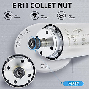 RATTMMOTOR CNC Spindle Milling Motor, 800W Air Cooled Spindle Motor 110VAC 24000RP 65mm CNC Spindle CNC Motor ER11 400HZ for CNC Router Engraver Milling Machine