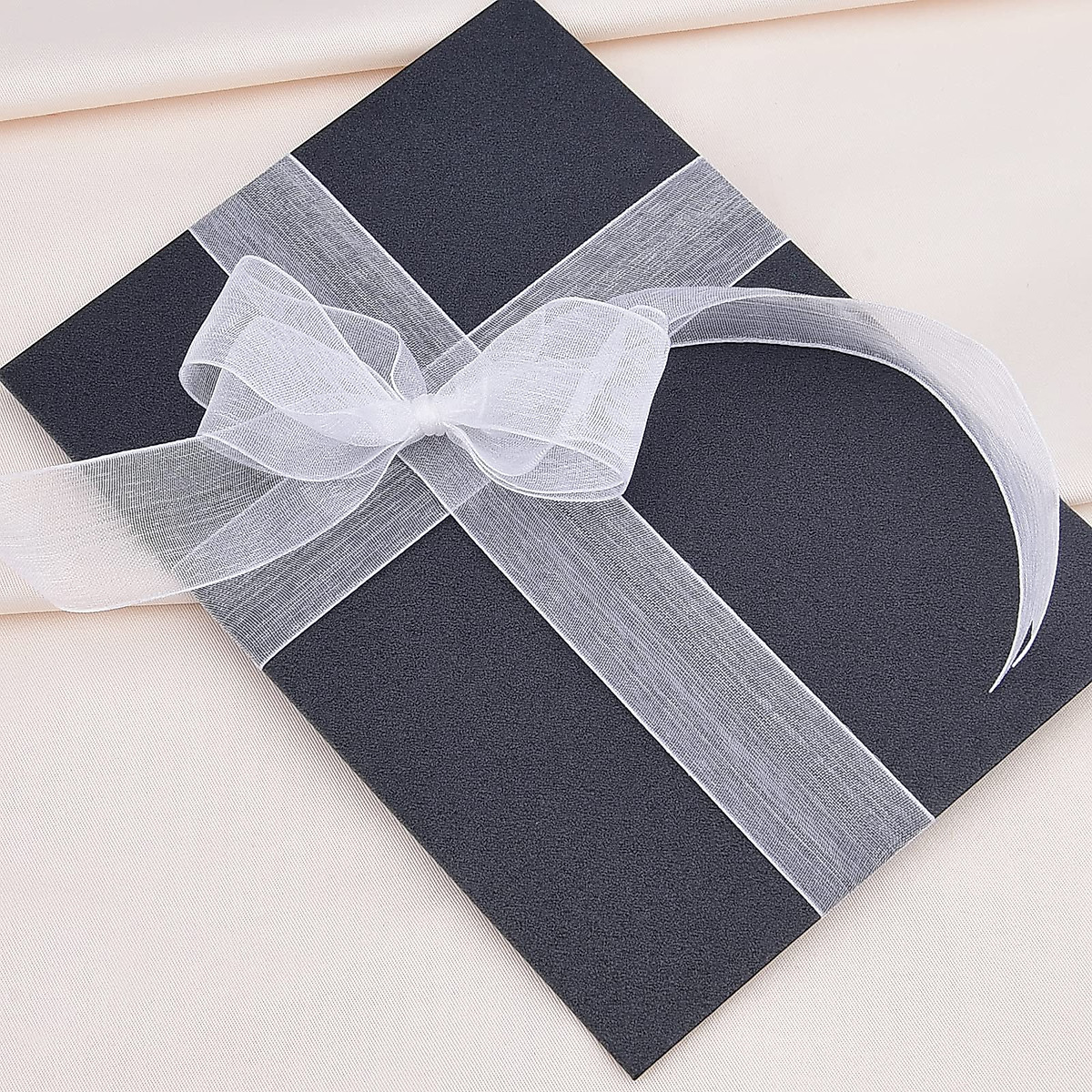 Hapeper 1 Inch Sheer Organza Chiffon Ribbon, 50 Yards/ Roll (White)