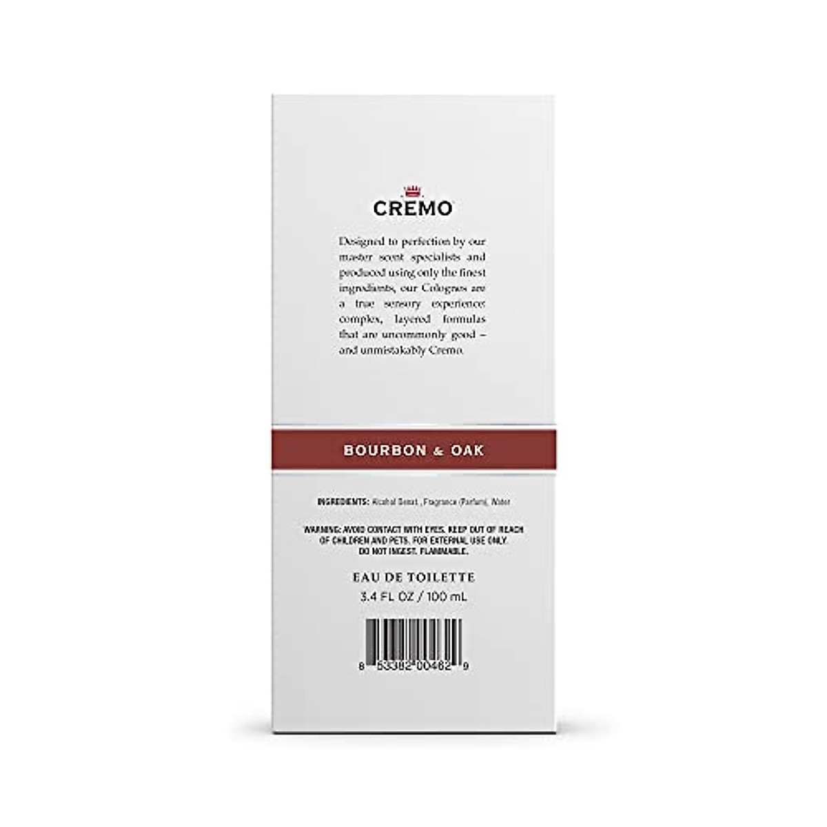 Cremo Bourbon & Oak Cologne Spray, A Sophisticated Blend of Distiller’s Spice, Fine Bourbon and White Oak, 3.4 Fl Oz