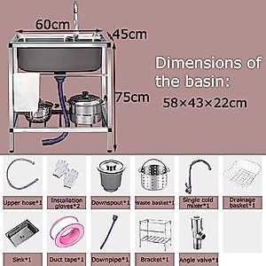 Commercial Sink With Drainage Device And Tap Compartment Sink Multi-functional 304 Stainless Steel Sink Simple And Stylish Kitchen Sink, Easy To Maintain
