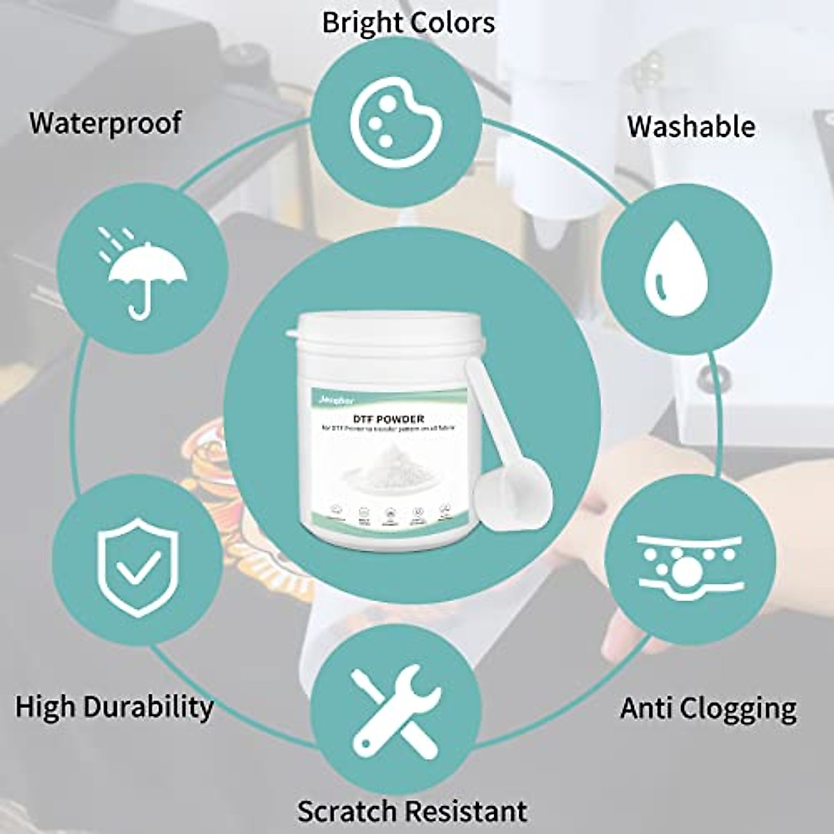 DTF Powder White Digital Transfer Hot Melt Adhesive, 400g/14oz DTF Pretreat Powder for DTF Printer Direct Print on All Fabric Include Jeans Cotton T Shirt Textile etc