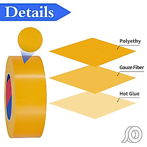 Duccinp Duct Tape 55 Yards x 2 Inch Heavy Duty, No Residue, Tear by Hand & Waterproof Yellow Duct Tape,Great for Packaging, Home Use, DIY, Projects and Repairs