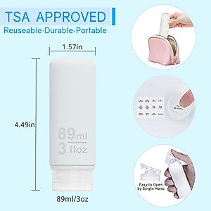 Craftend Silicone Travel Bottles for Toiletries TSA Approved Travel Size 3oz Containers Set 4 Pack Portable Leak Proof Refillable Cosmetic Squeeze Bottles Shampoo Conditioner Body Lotion Shower Gel