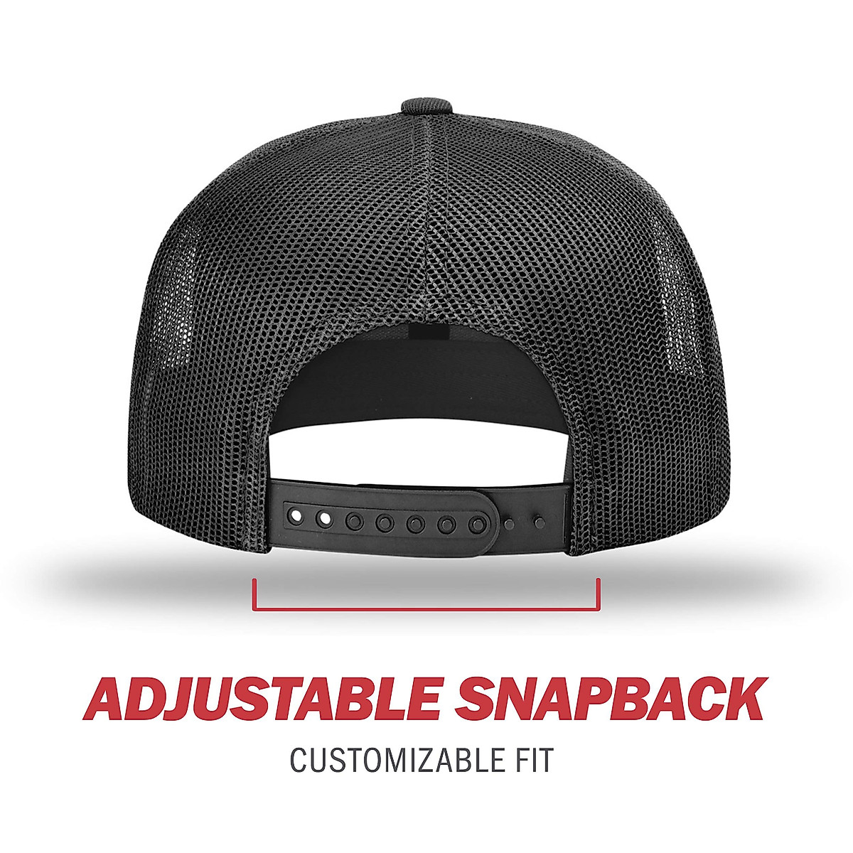 Richardson Unisex 511 Flatbill Trucker Adjustable Snapback Baseball Cap, Solid Black, One Size Fits Most