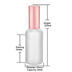 6 Pack 2 Oz Frosted Glass Spray Bottles with Fine Mist Atomizer,Rose-Golden Pump Cap,Empty Protable Travel Liquid Holder Containers for Perfume,Essential Oils-Stickers,Pipette&Funnel Included