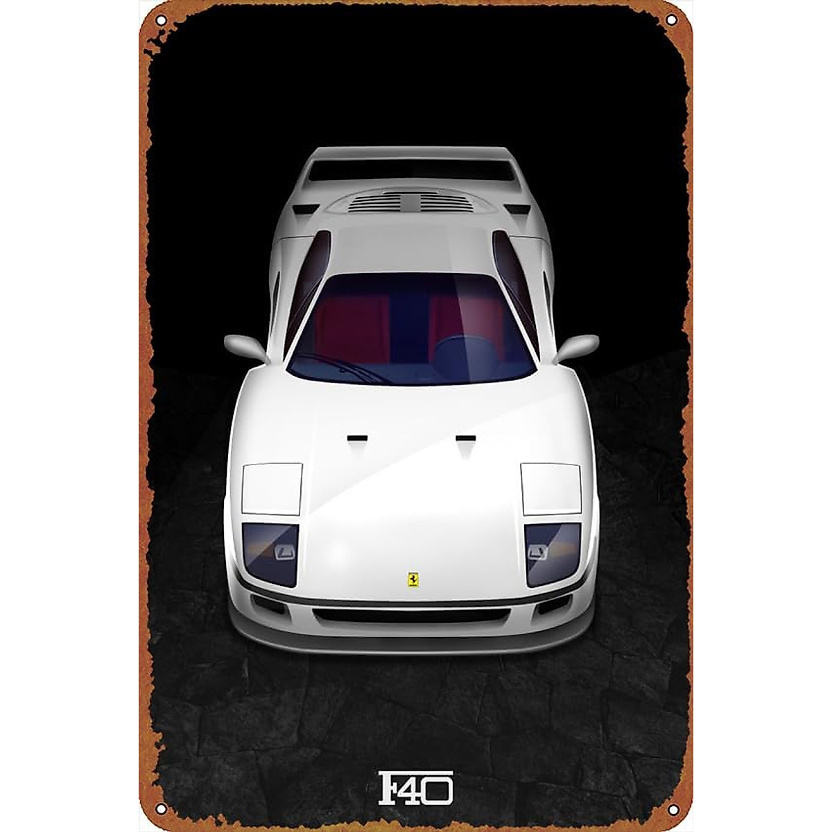 Ferrari F40 Sports posters Retro Metal tin Sign Halloween Tin Sign,Cave,Bar,Club, Home Wall Art Metal Tin Sign 8x12 inches