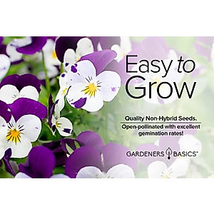 Violet, Johnny Jump Up Flower Seeds for Planting - Flower Seed Packet Annual Flower Open Pollinated, Non-GMO Variety- 1 Gram Seeds Great for Summer Seeds for Flower Gardens by Gardeners Basics