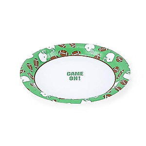 Glad Everyday Round Disposable Paper Plates with Football Design, Small | Cut-Resistant, Microwavable Paper Plates for All Foods & Daily Use | 7 Inches, Green, 30 Count