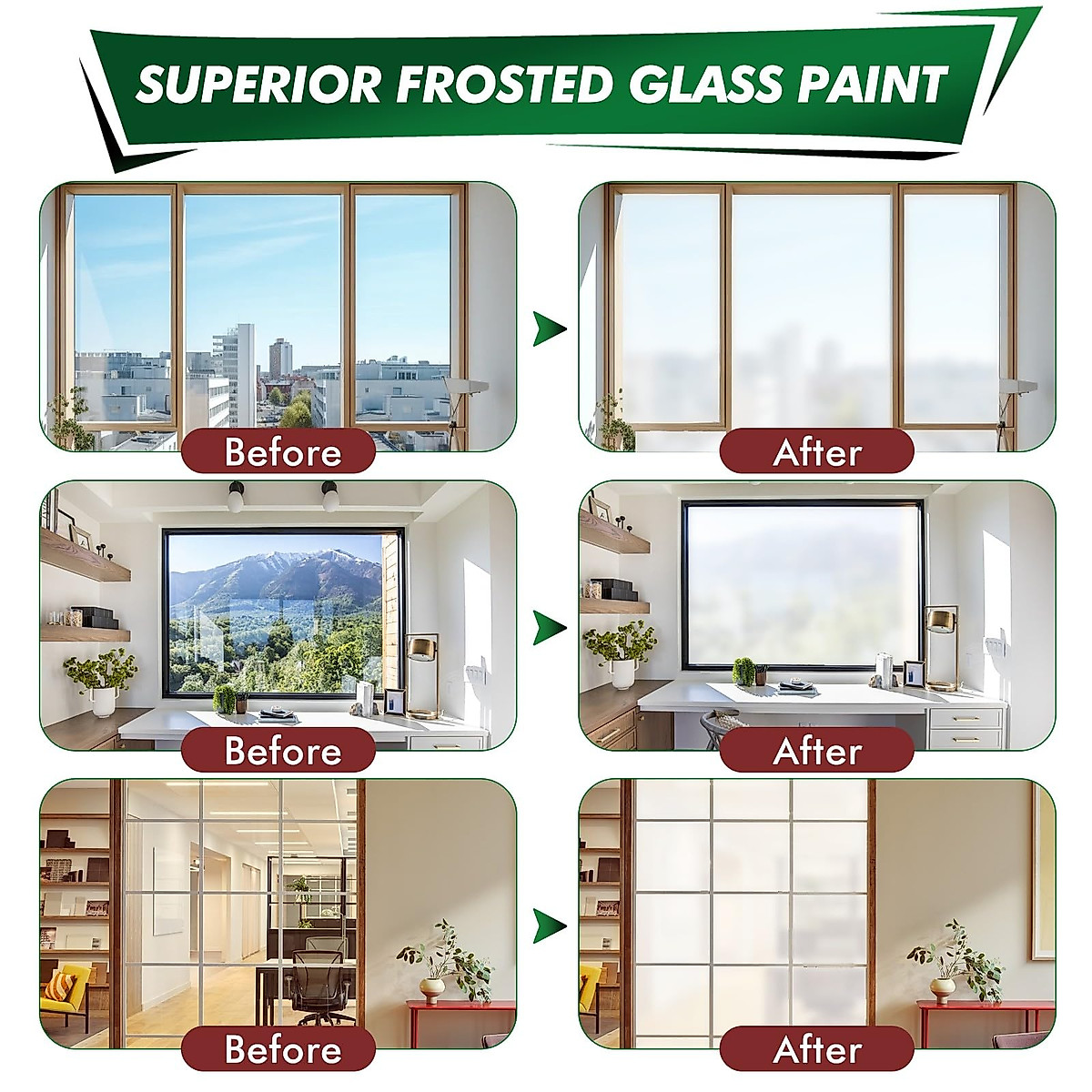 Frosted Glass Paint, Privacy Window Paint For Glass, Frosted Glass Spray Waterproof & UV Resistant, Window Frosting Spray For Shower Doors, Bathroom, Kitchen, Craft, Indoor & Outdoor (16oz)