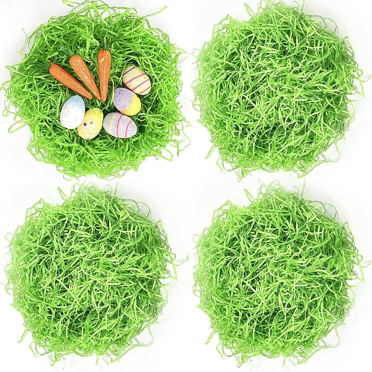 TiurDin Easter Grass Recyclable Shred Paper Basket Filler for Easter Eggs Decor Party Decoration Gift Packaging 200g （7oz.