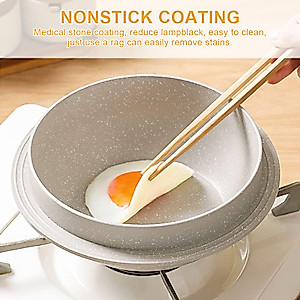 Bobikuke Korean Dutch Oven, Rice Pot, 7.9 in Enameled Cast Iron Pot with Lid, Korean Stone Bowl for Induction Cooktop, White