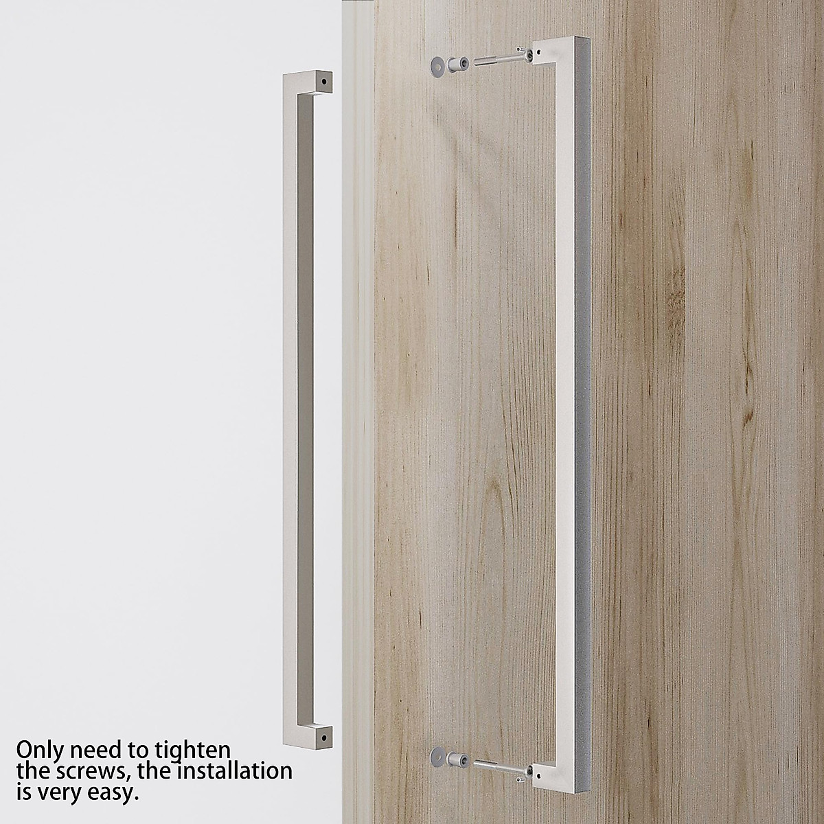 BARNSMITH 24 Inches Barn Door Push Pull Hande,Square Commercial Door Handle Pull Set, Grade-304 Stainless Steel Square Rectangular Shape Entrance Entry Front Handle for Office Store Garage