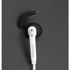 Replacement Eargel Tips for Samsung Galaxy S6 Edge S7 Edge Note 7 Earphones, BLUEWALL Samsung Galaxy S6 S7 Note 5 Ear Gels, Anti Slip Sport Hook Design, Black and White 4 Pairs (Black)