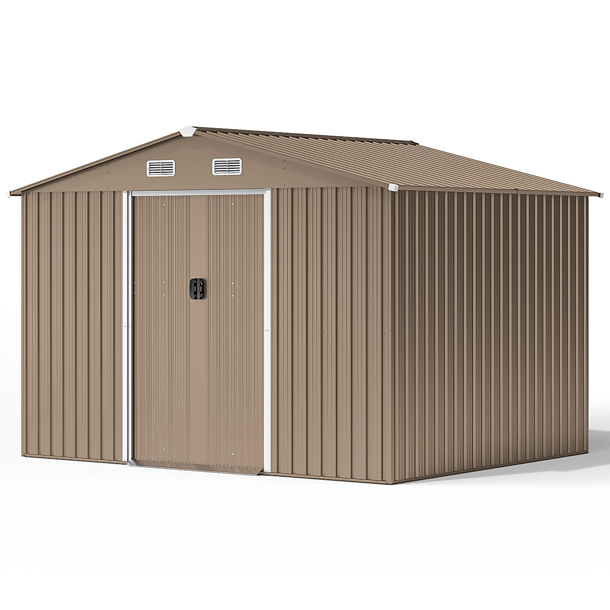 Kullavik 10FT x 8FT Outdoor Storage Shed,Waterproof Metal Tool Shed with Lockable Sliding Door and Air Vents,Metal Storage Shed for Garden,Backyard,Patio,Lawn