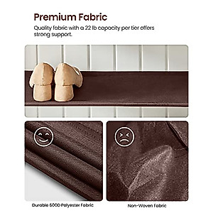 VASAGLE Shoe Rack 5 Tier, Narrow Shoe Organizer for Closet Entryway, with 4 Fabric Shelves and Top for Bags, Shoe Shelf, Steel Frame, Industrial, Rustic Brown and Bronze ULBS036A45