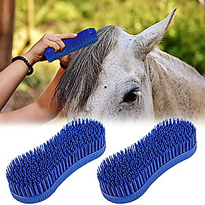 2 Pcs Silicone Horse Cleaning Grooming Brush Horse Grooming Brush Equestrian Massage Tool for Horse Grooming Care