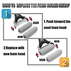 EASACE Lotion Applicator for Back & Body, Long Handle 21.5inch Adjustable Lotion Roller with 2 Replacement Roller for Back self(Silver)