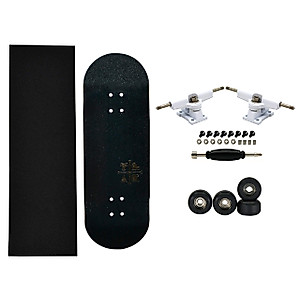 Teak Tuning Prolific Complete Fingerboard - Pro Board Shape and Size, Bearing Wheels, and Trucks - 32mm x 97mm Handmade Wooden Board - The Monochrome Edition