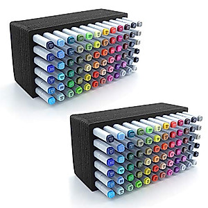 Polar Whale 2 Art Marker Storage Tray Organizers Pen Pencil Brush Storage Design Stand Supply Horizontal Storage Non-Scratch Non-Rattle Washable Compatible with Copic and More Each Holds 72
