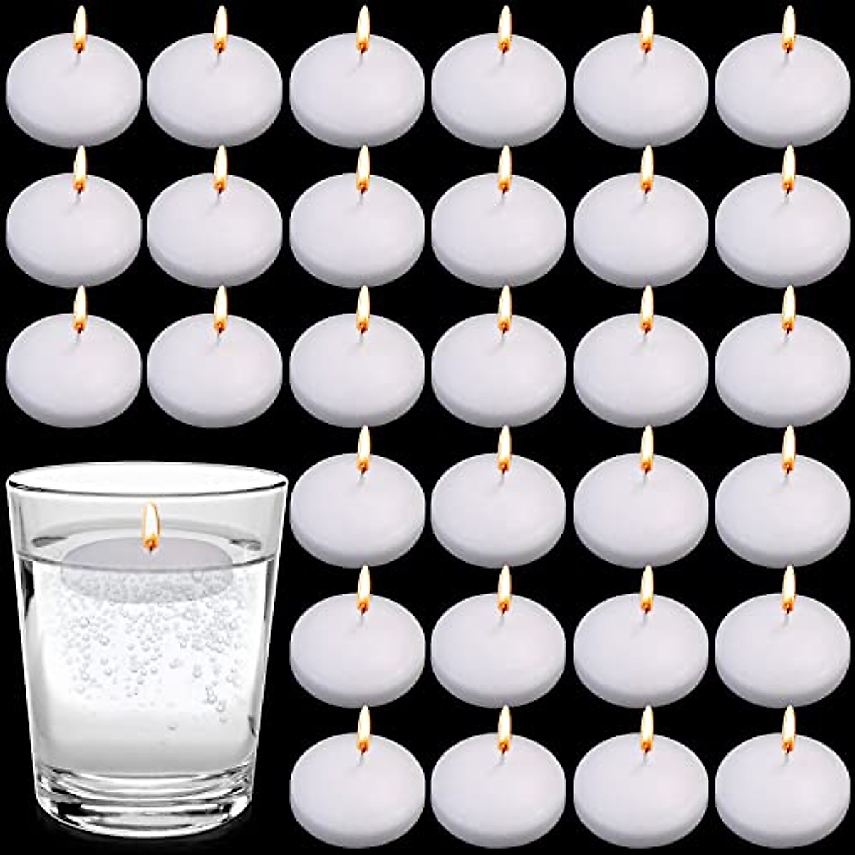 2 Inches White Floating Candles for Centerpieces, 30 Pack Smokeless & Dripless Floating Candles, Water Candles Floating for Vases, Centerpieces at Wedding, Party, Pool, Special Occasions