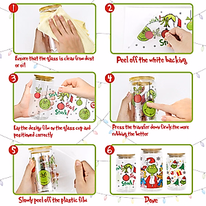 GYGOT 9 Sheets Christmas UV DTF Cup Wrap Transfer for Glass 16 OZ,Christmas Rub on Transfers for Crafts,Waterproof UV DTF Transfer Stickers for Cups Furniture Wood, 9.5x4.3 in