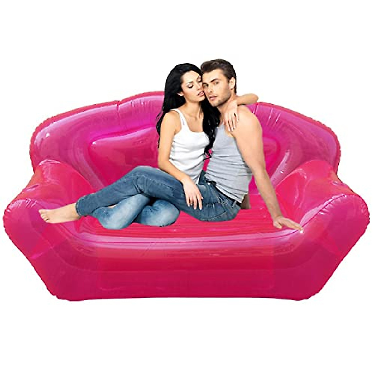 AMZHQB Inflatable Couch Chair Pink Blow Up Couch for Aldult, Luxury Double Air Sofa for Outdoor, Camping, Beach, Home, Courtyard, Lawn, Durable Waterproof
