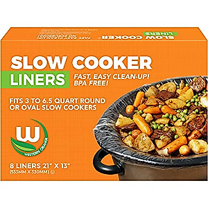 Heavy-duty Crockpot Liners BPA-free Made in the USA, 8 Liners 13"x21", Bags Fit 3-6.5 Quart Oval and Round Slow Cooker