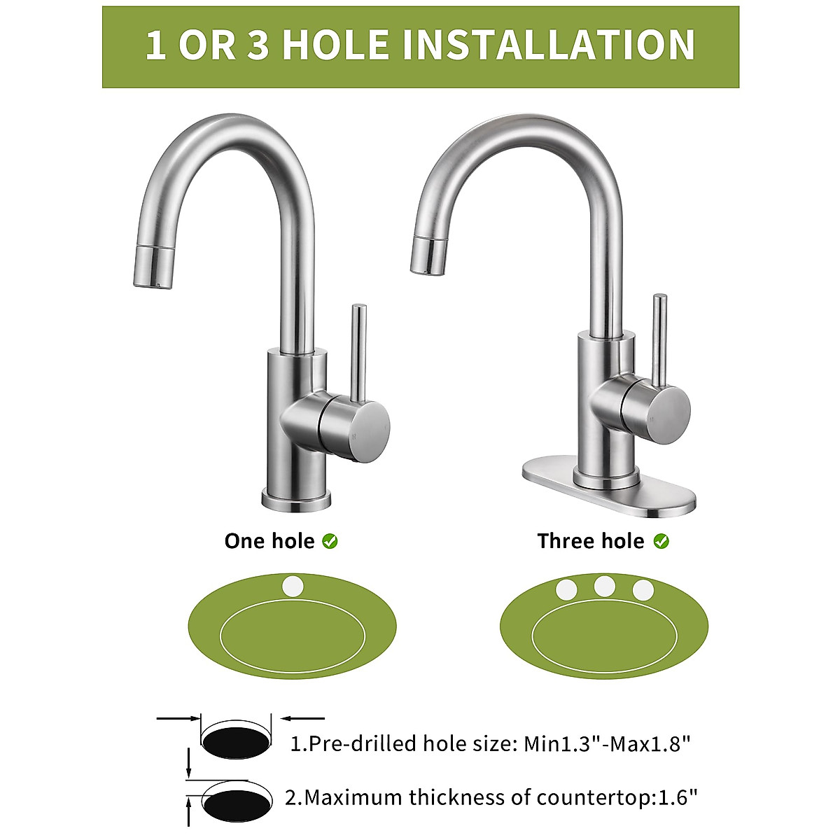 Tohlar Bar Sink Faucet Brushed Nickel, Single Handle Bathroom Faucet for Sink 1 or 3 Hole, Wet Bar/Pre-Kitchen Faucet with 4-Inch Deck Plate & Sprayer, Bathroom Sink Faucet with 360°Swivel Spout