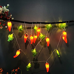 Tropical Themed String Lights Chili Pepper Cactus LED String Lights Battery Powered for Desert Texas Cowboy Wreath Bedroom Wedding Home Party Christmas Decor
