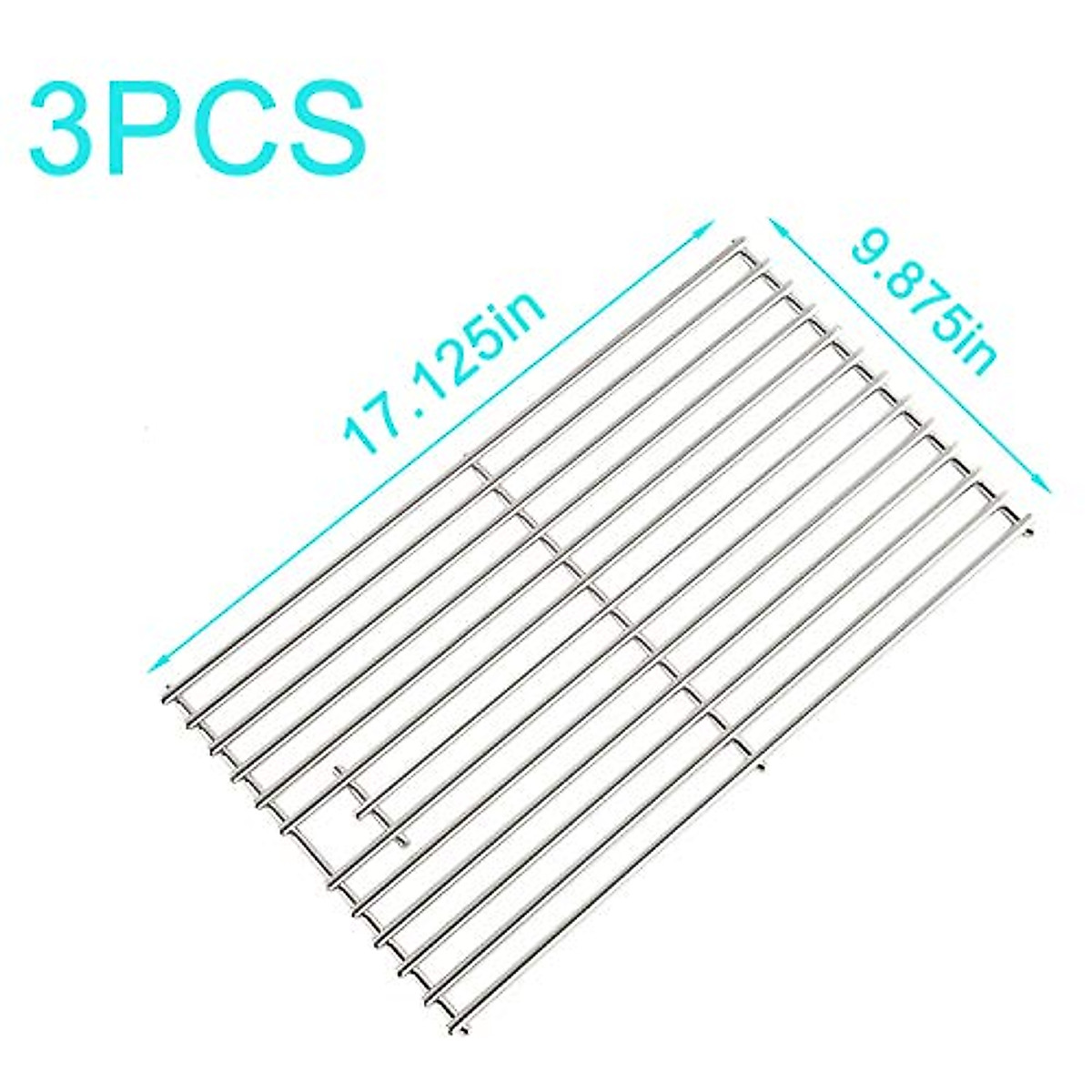 17 1/8" Cooking Grill Grates for Dyna-Glo DGE530GSP DGE530GSP-D, Members Mark 720-0882D, Nexgrill 720-0882A 720-0882S Replacement Parts, Charbroil 463234413 463234614 463234815, Stainless Steel, 3PCS